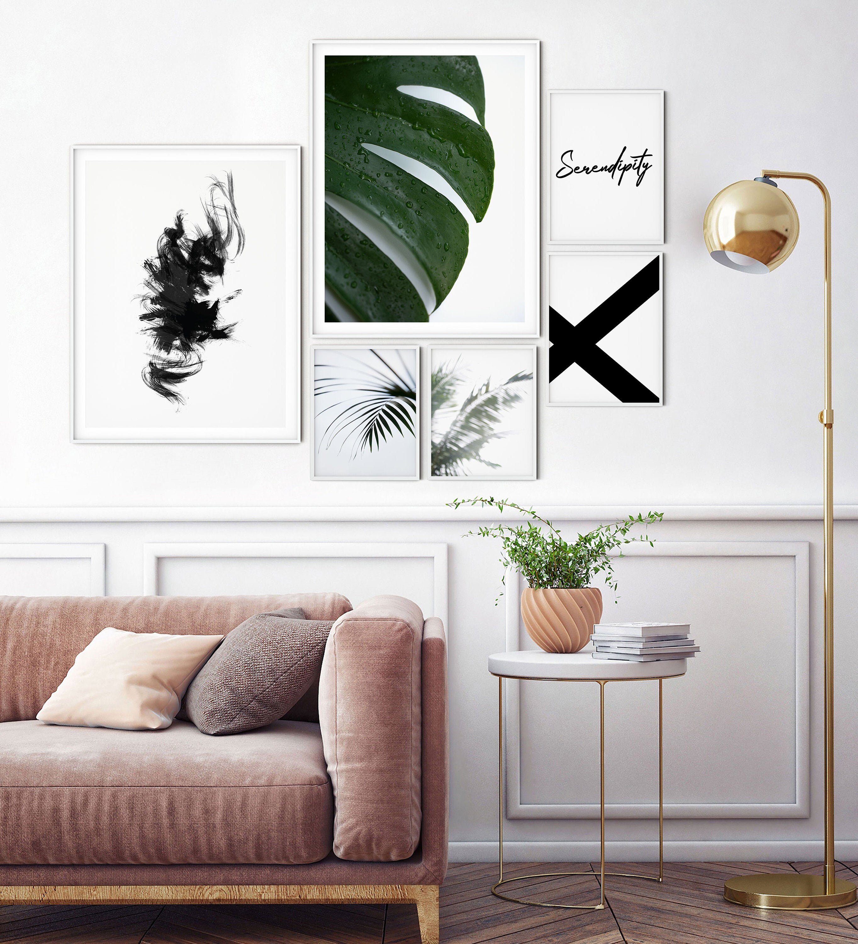 Green Leaves Wall Art Botanical Prints Set Tropical Print | Etsy