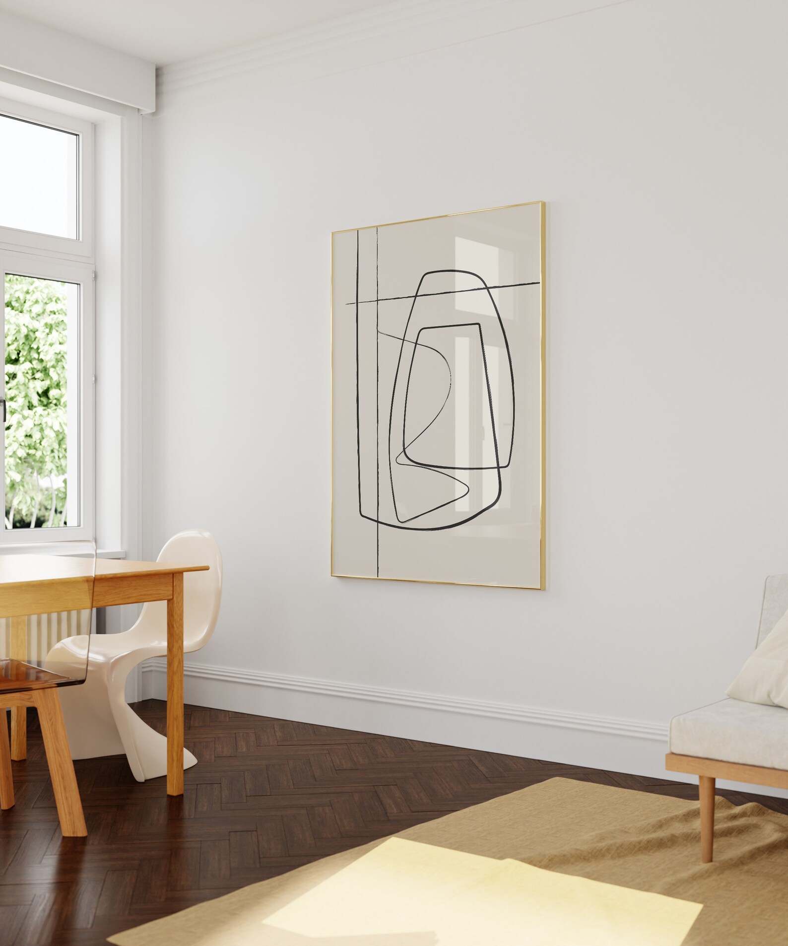 Line Extra Large Abstract Art, Modern Line Drawing Print, Modern ...