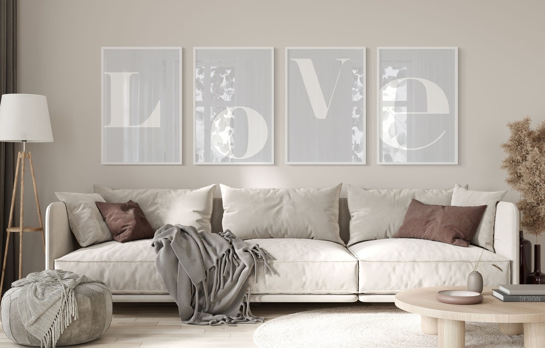 Large Love Letters - Set of 4 Prints - Love Signage - Romantic Bedroom ...