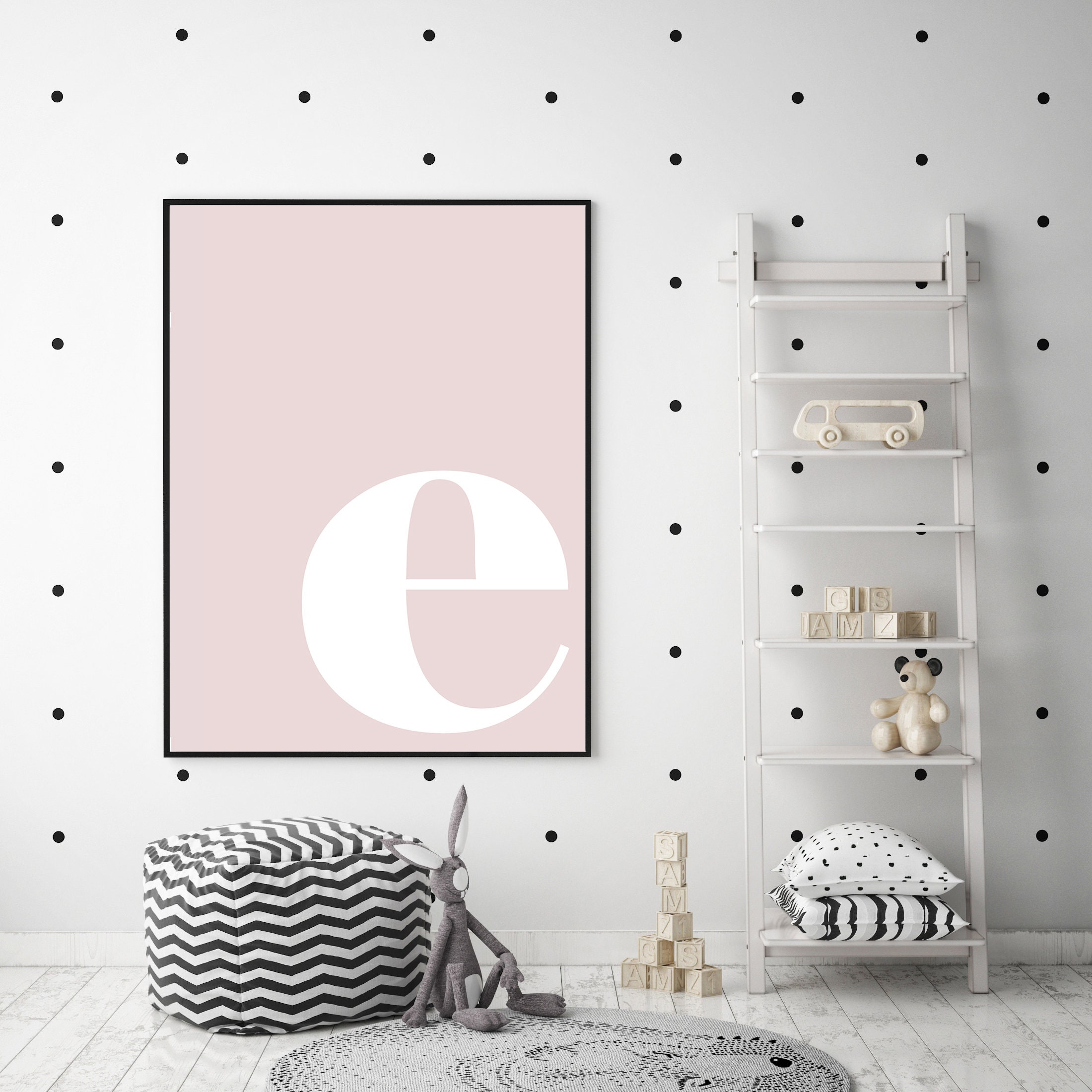 Initial Print Letter E Print Printable Letter E Blush | Etsy