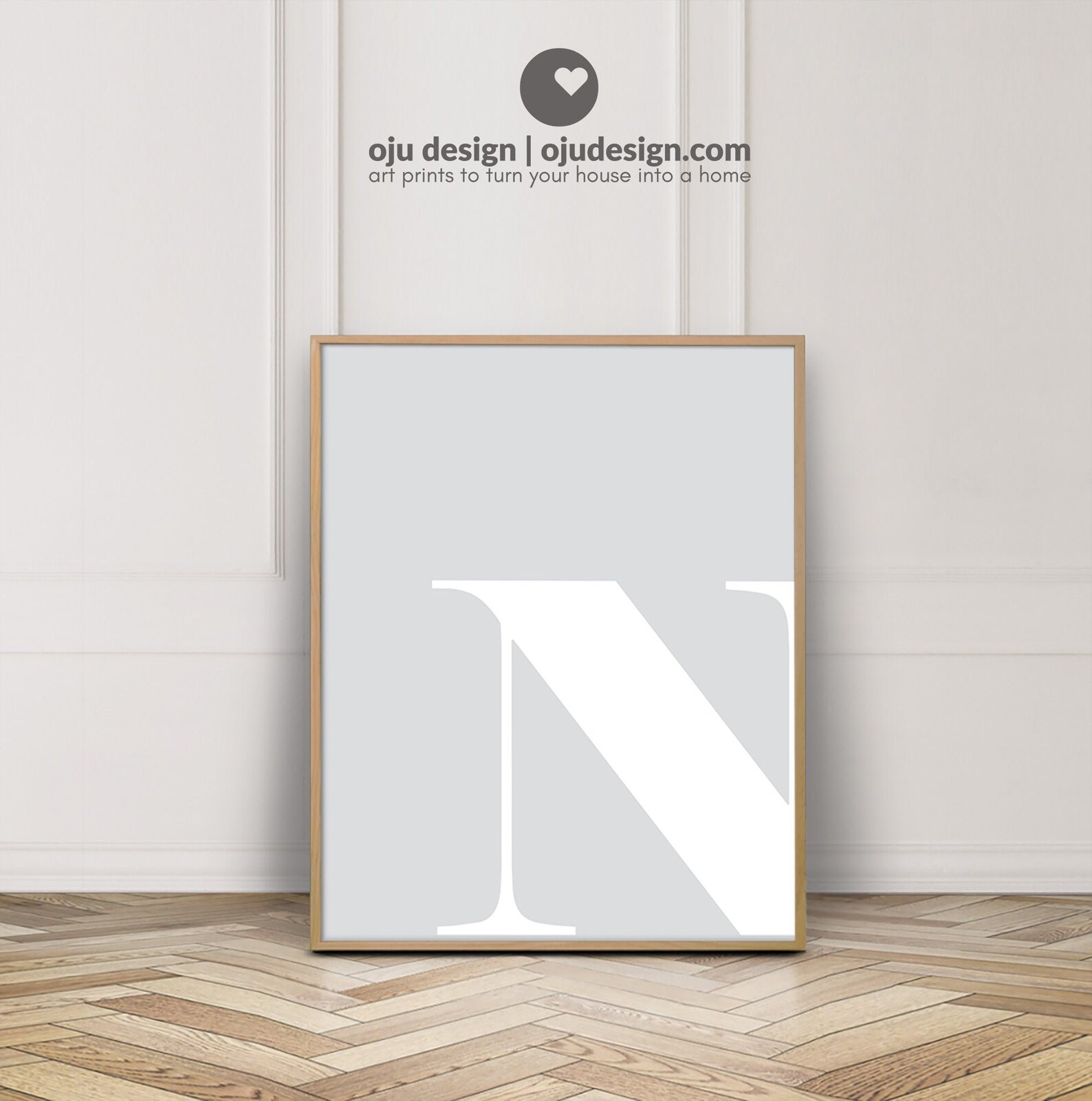 Single Letter N Printable N Wall Art Capital Letter Print | Etsy