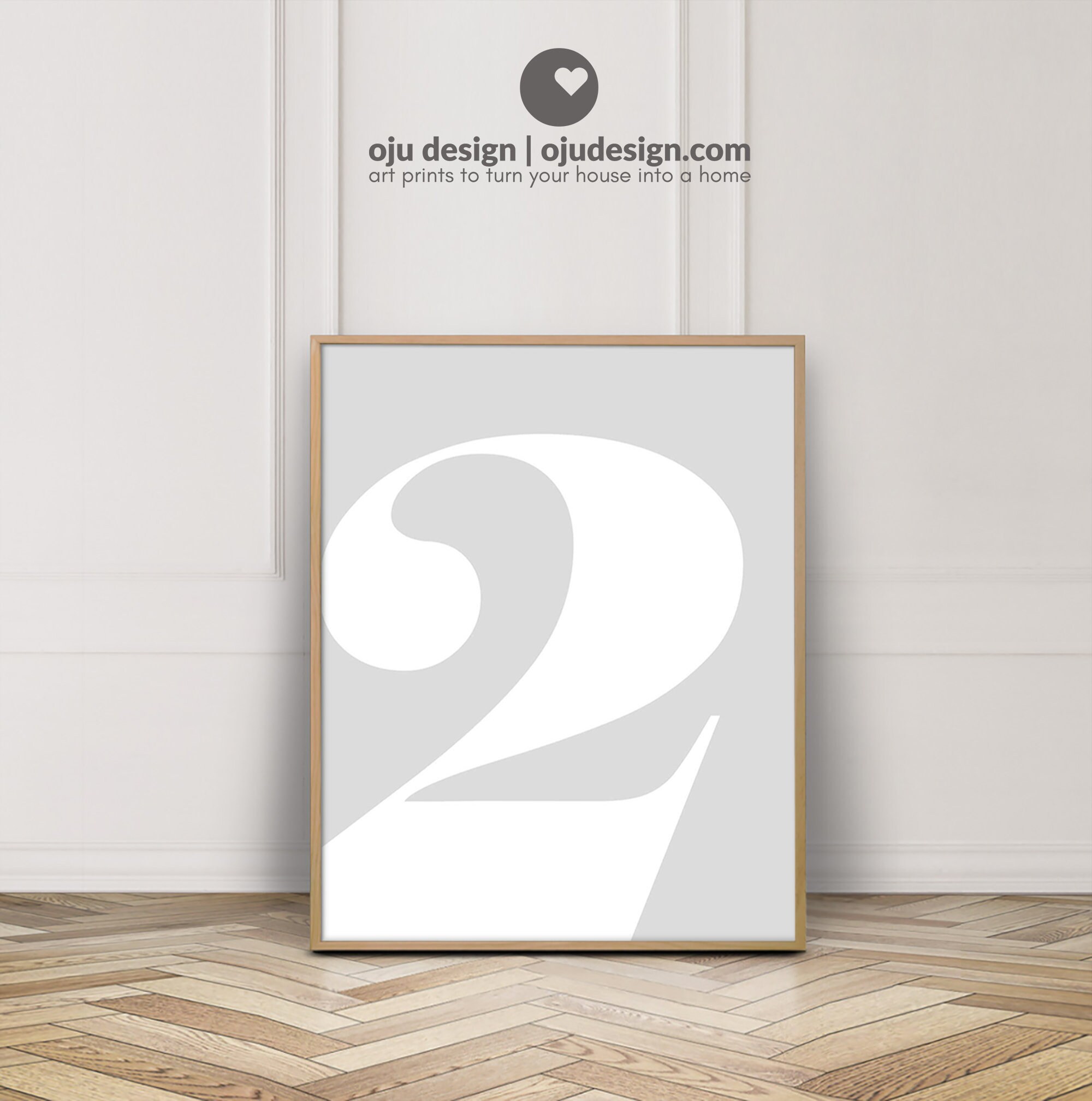 Number 2 Minimalist Two Year Old Number Prints Nursery | Etsy
