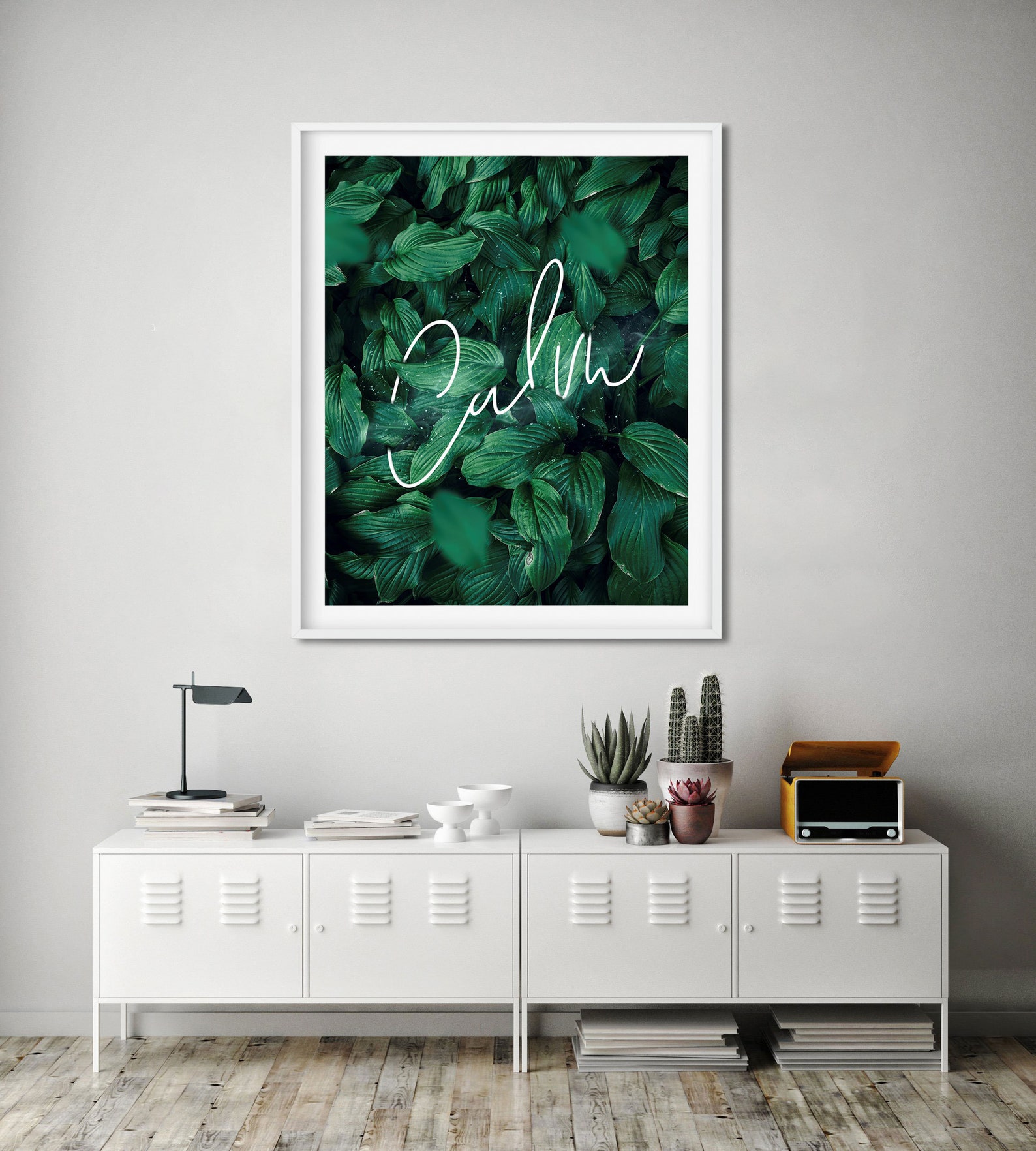 Calm Wall Art Yoga Poster Green Leaf Artwork Positive | Etsy