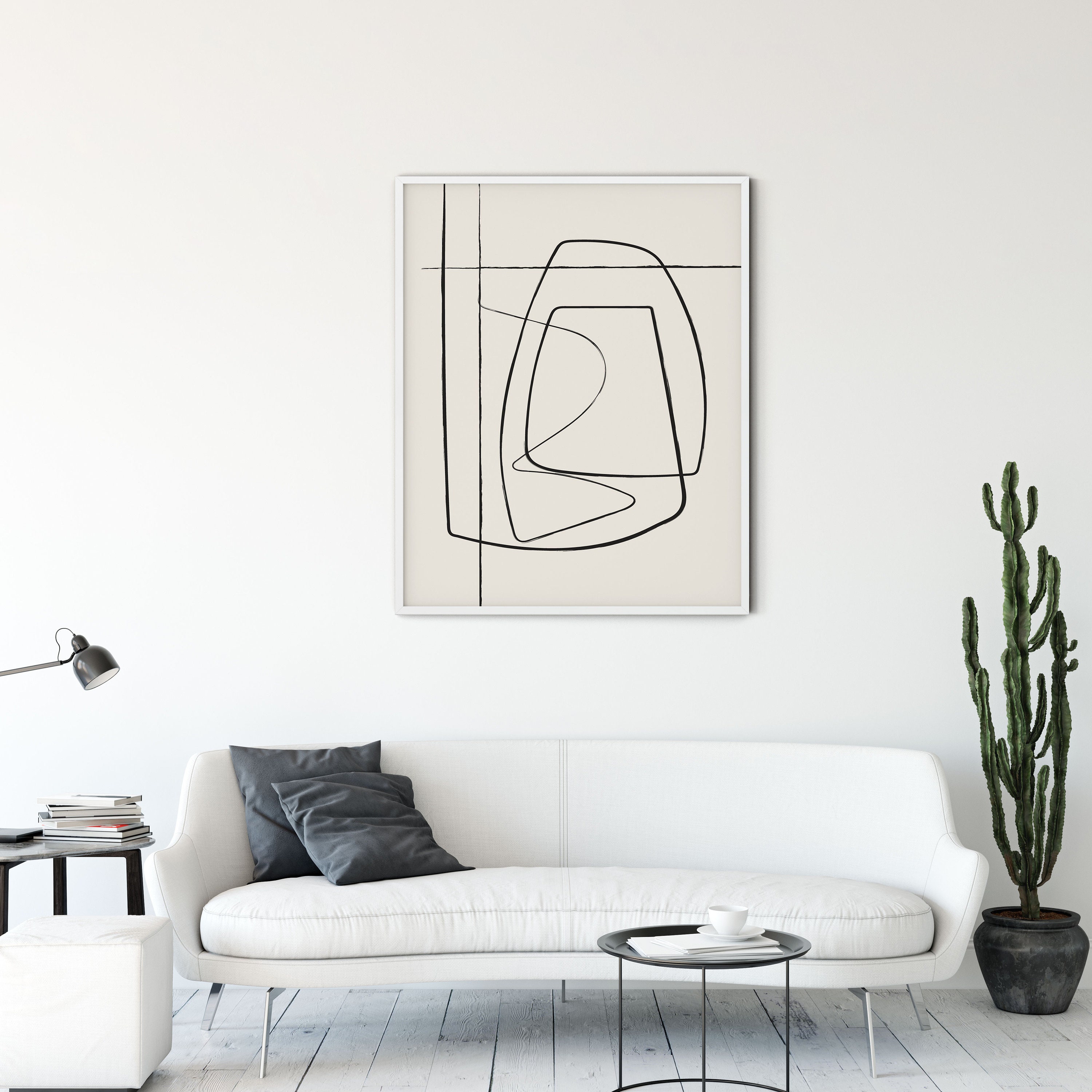Lines Poster Abstract Line Drawing Poster Beige Apartment | Etsy