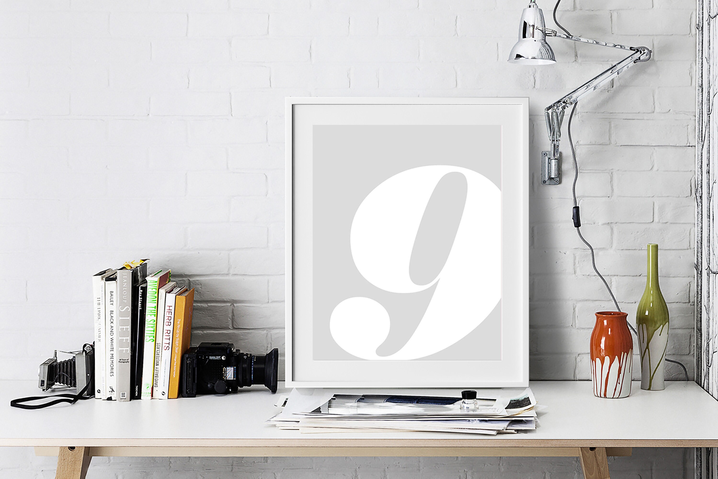 Number Nine Print Playroom Poster Number 9 Gray and | Etsy