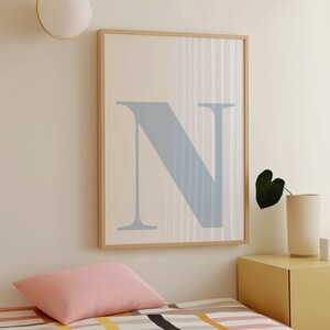 Letter N Poster, Initial Wall Art, Initial Nursery Art, N Letter Sign ...
