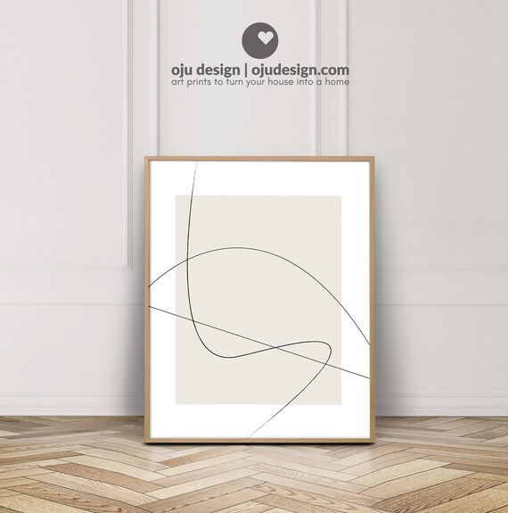 Abstract Line Drawing Earth Tone Wall Art Neutral Abstract | Etsy