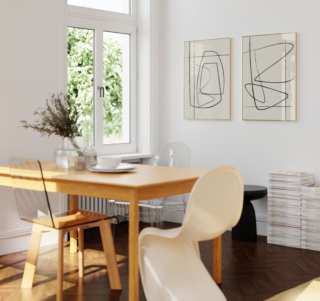 Two Art Prints - Fine Line Poster - 8x10 Print Set of 2 Piece Wall Art ...