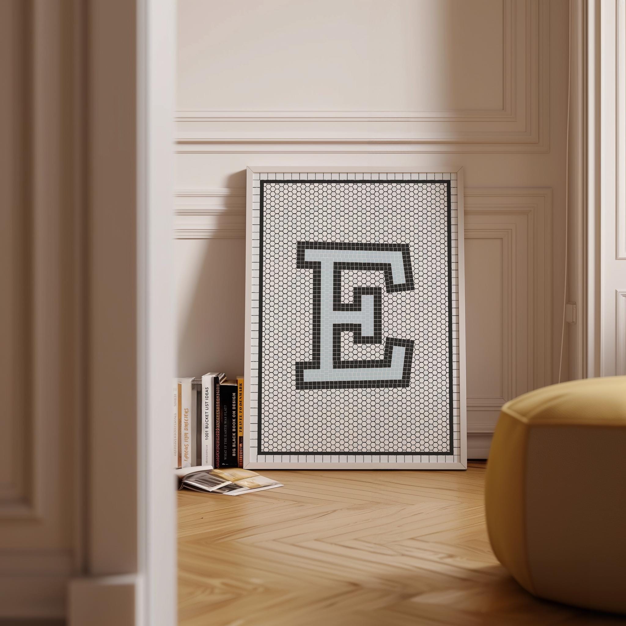 Letter E Mosaic Tile Print, Custom Initial Wall Art (digital Download ...