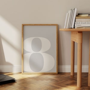 Number 8 Sign - Kids Numbers Poster - Boys Grey Bedroom Decor - Eight ...