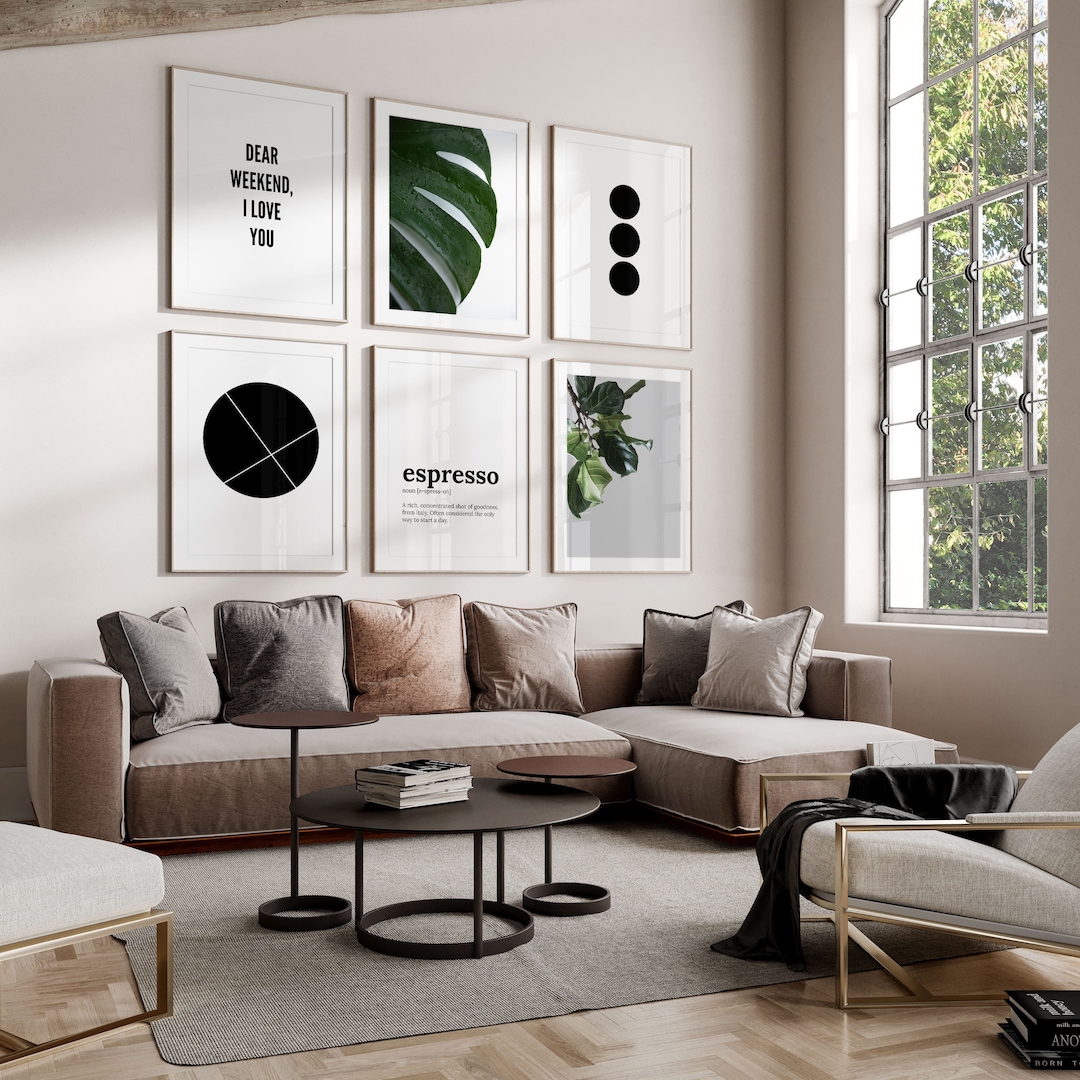 Gallery Wall Set - Wall Art Set of 6 Posters - Geometric Artwork ...