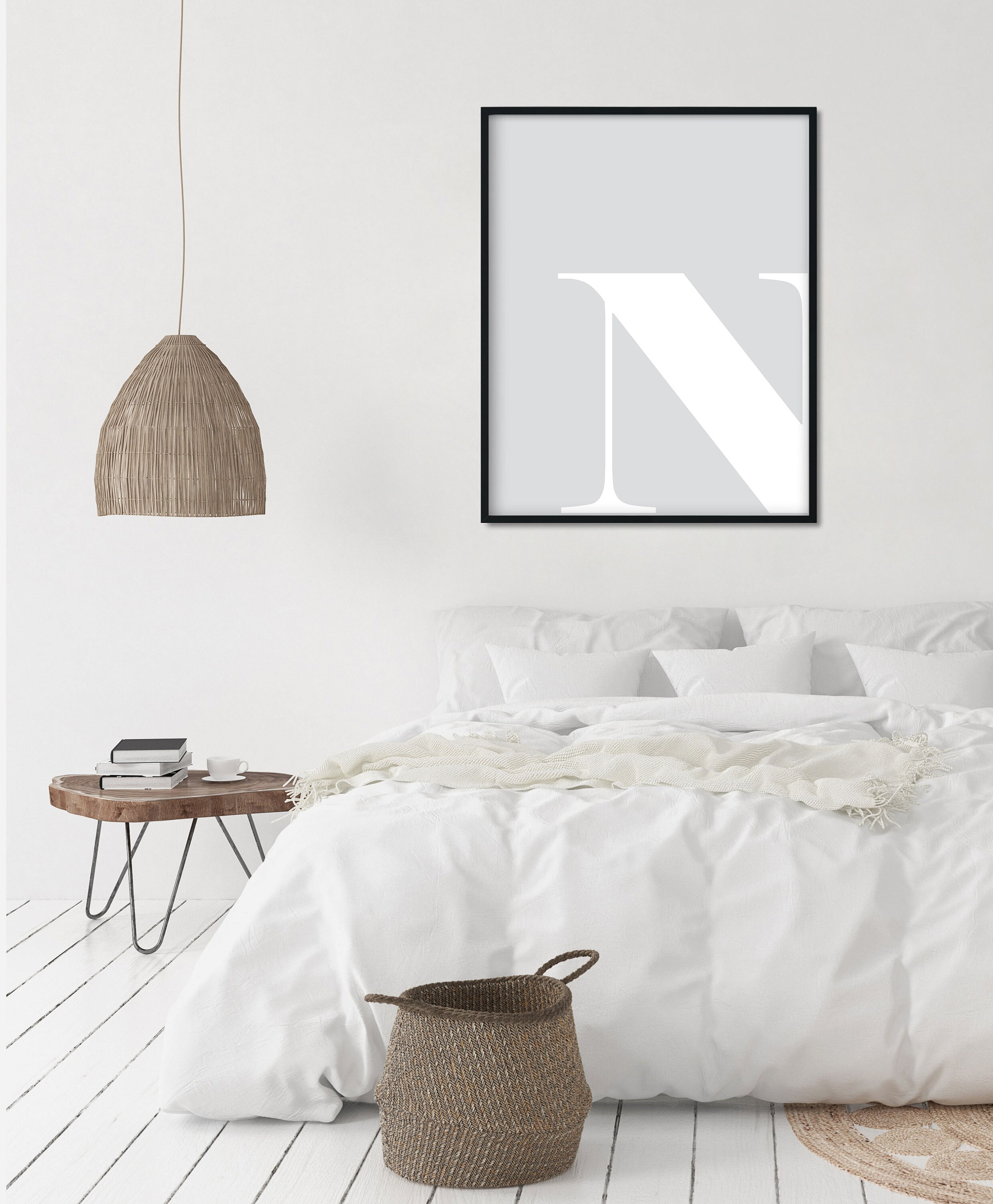 Single Letter N Printable N Wall Art Capital Letter Print | Etsy