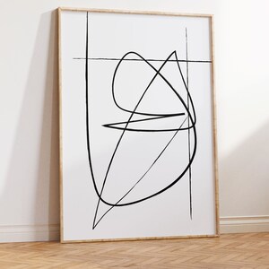 Abstract Lines Print - Fine Line Poster - Large Size Art - 4x6 Black ...