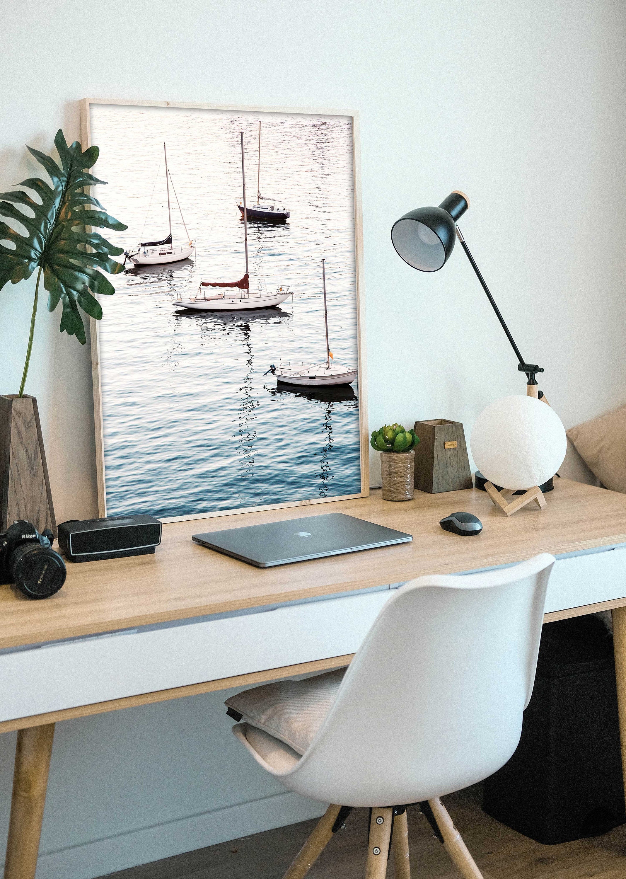 Sail Boat Print Poster Nautical Wall Art Aqua Wall Art | Etsy