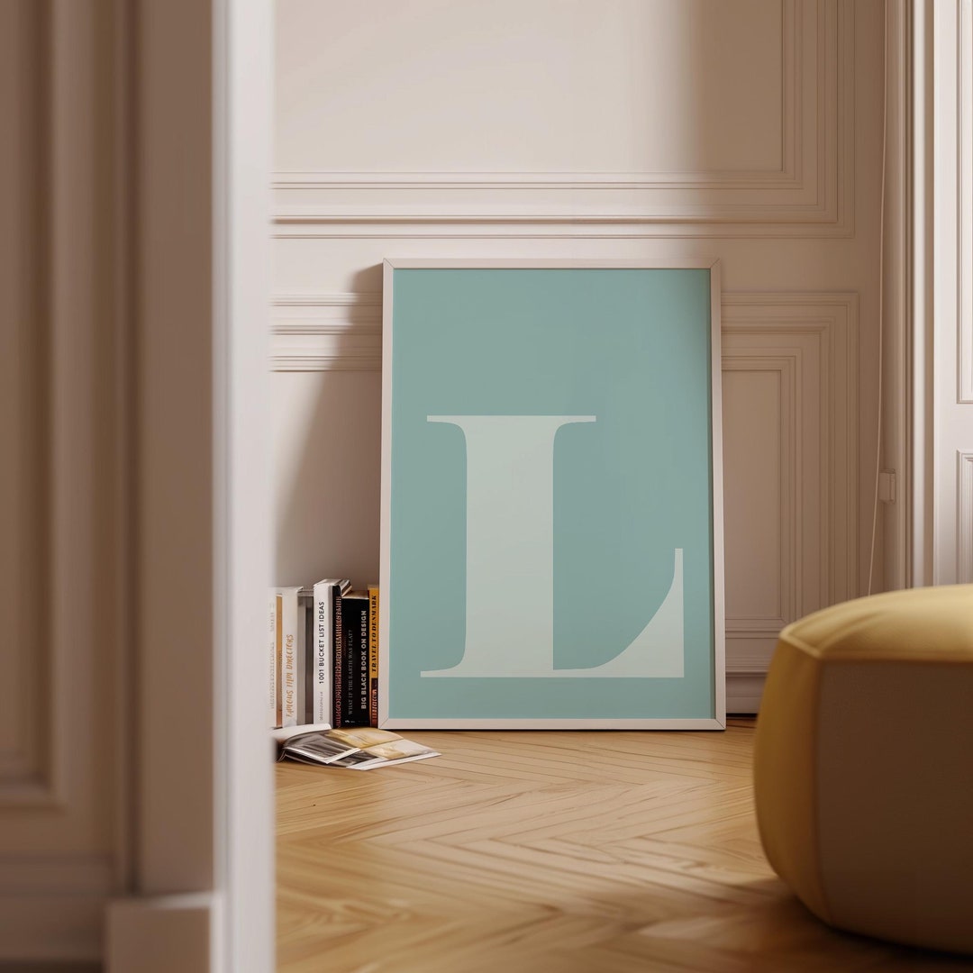 Letter L Poster, Single Letters Poster, College Dorm Decor, Green Wall ...