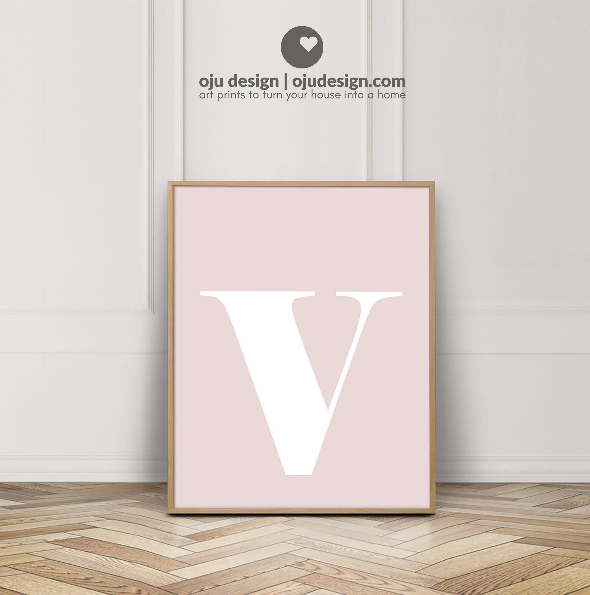 V Letter Wall Art for Kids Initial Print Blush Pink Letter - Etsy