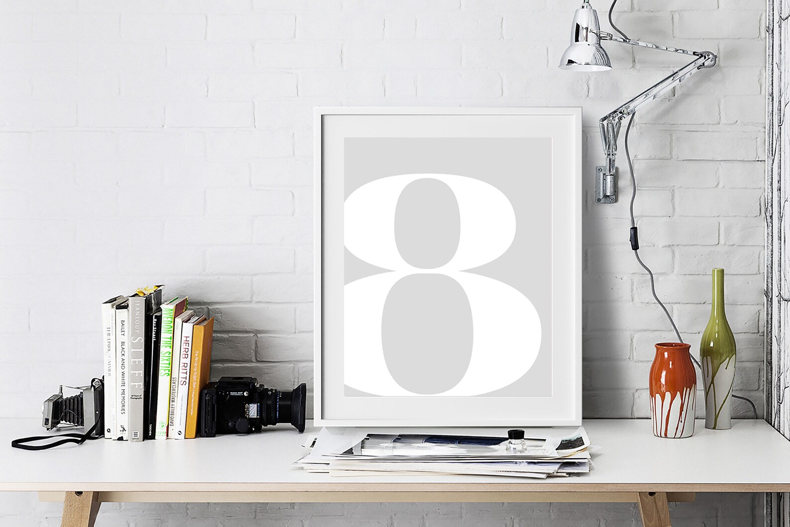 Number 8 Sign Kids Numbers Poster Boys Grey Bedroom Decor | Etsy