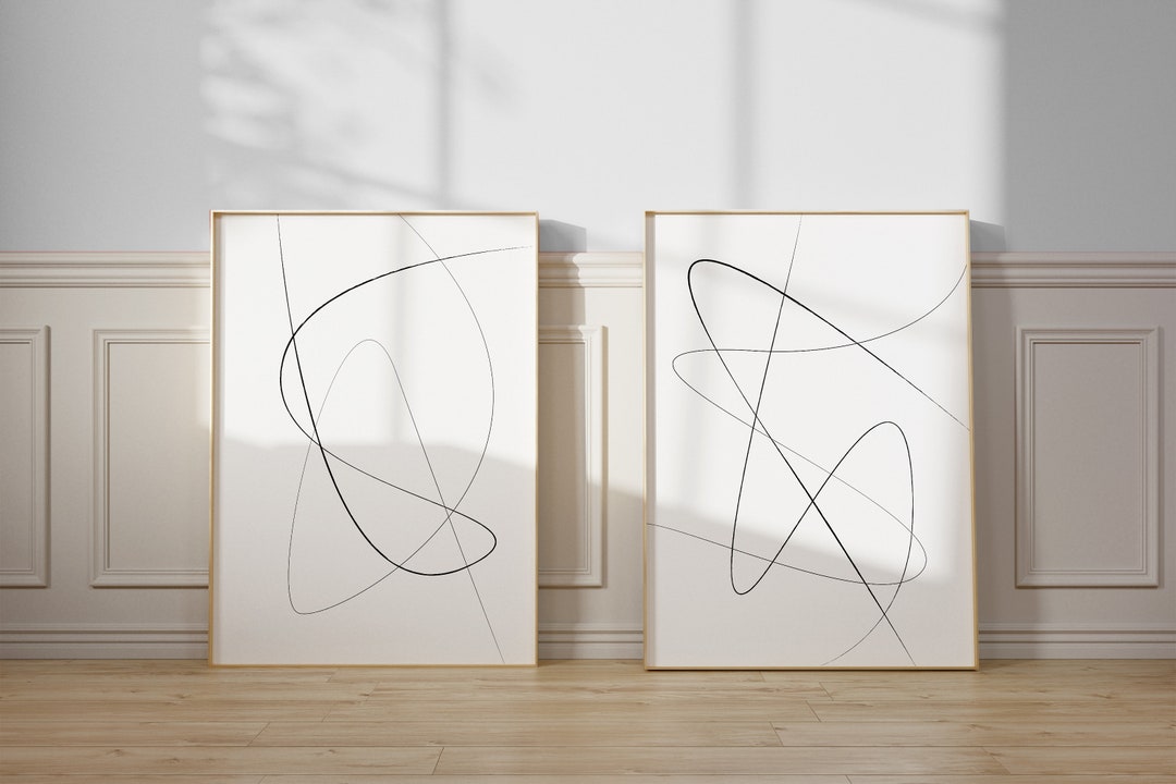 Gallery Wall Set - Lines Poster - Wall Art Set of Two - Line Drawing ...