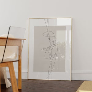 Extra Large Abstract Wall Art, Minimalist Line Art Print, Modern Line ...