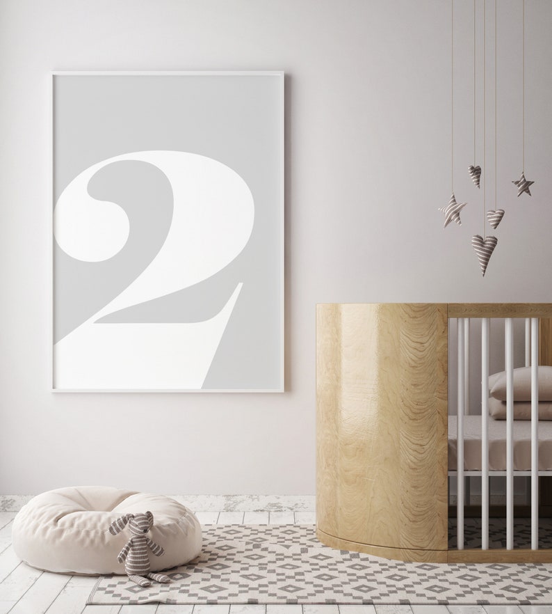 Number 2 Minimalist Two Year Old Number Prints Nursery | Etsy