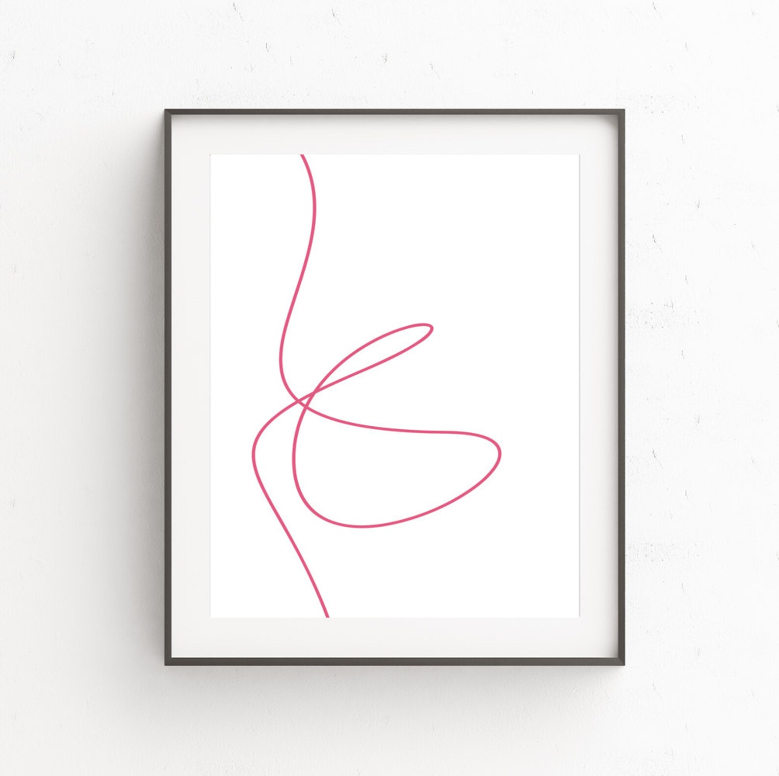 Blush Pink Art Single Line Drawing Bright Pink Wall Art | Etsy