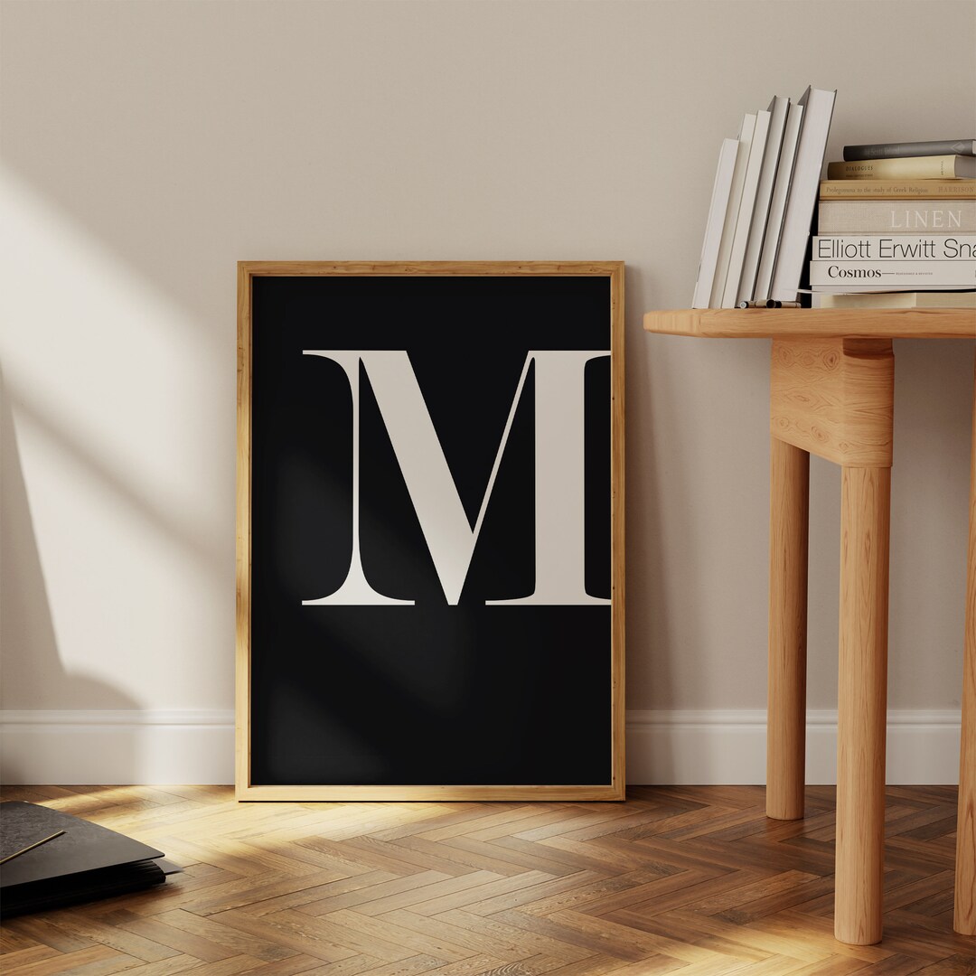 Letter M Poster, Initial Wall Art, Kids Room Decor, Black and White ...
