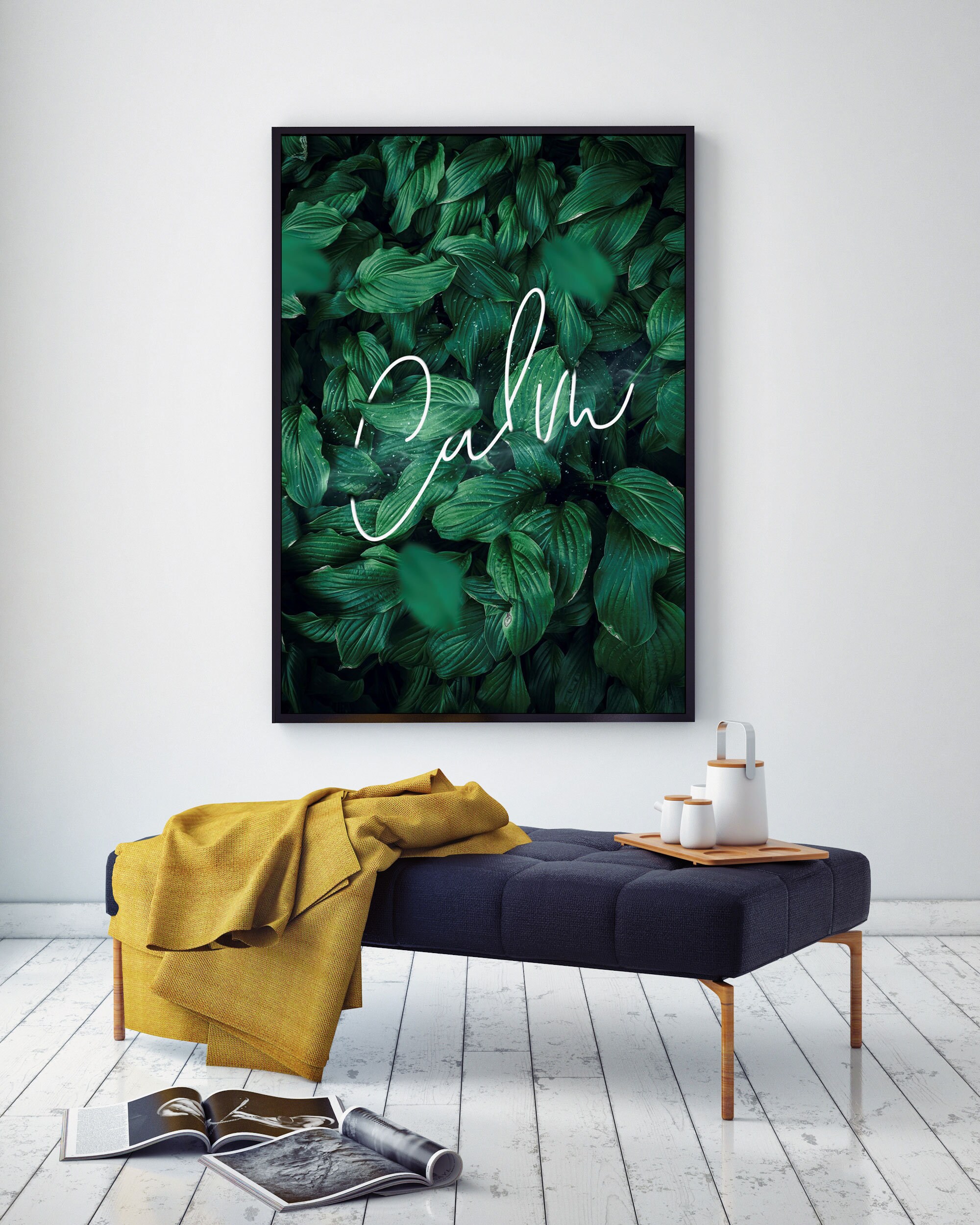 Calm Wall Art Yoga Poster Green Leaf Artwork Positive | Etsy