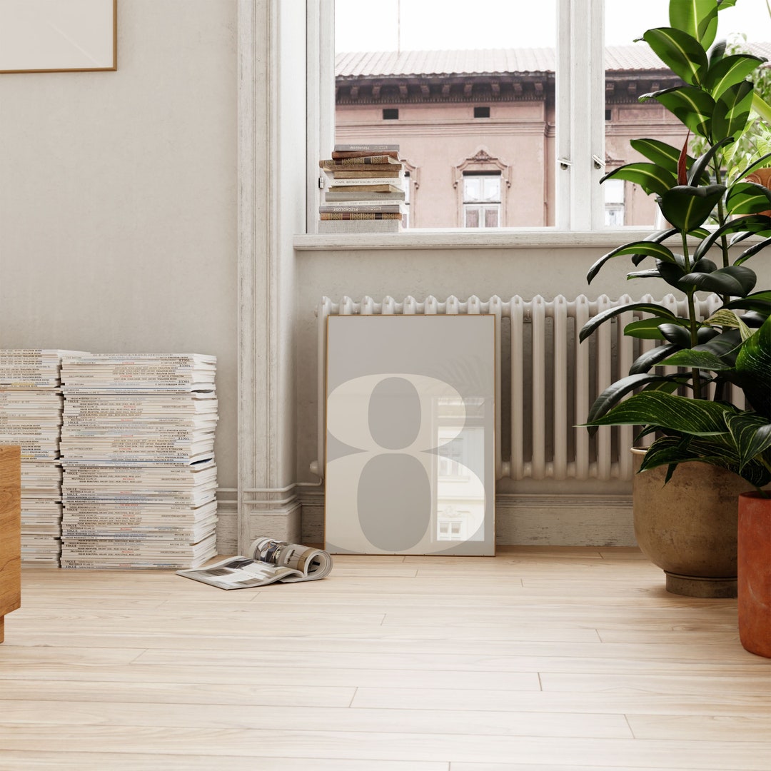 Number 8 Sign - Kids Numbers Poster - Boys Grey Bedroom Decor - Eight ...