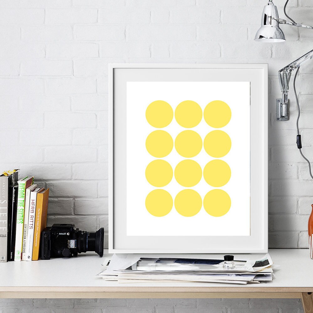 Yellow Circle Wall Art Bright Yellow Decor Geometric | Etsy