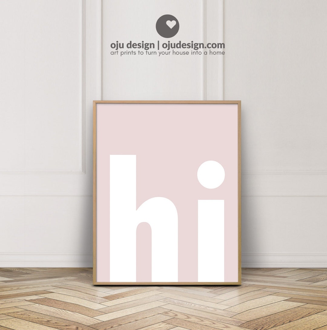 Pastel Pink Wall Art Light Pink Hi Sign Big Prints for - Etsy