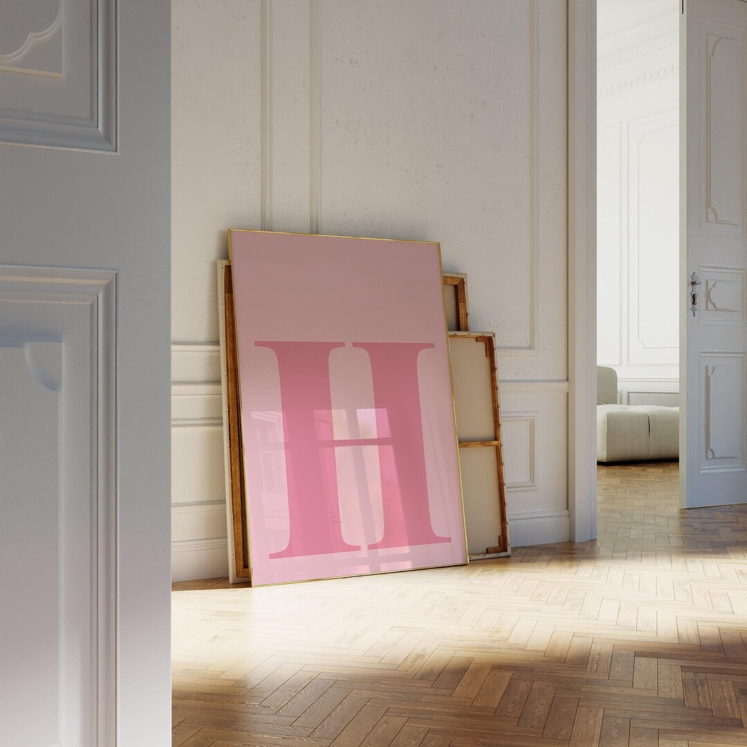 Pink Letter H Wall Art – Blush Initial Poster, Nursery or Kids Room ...