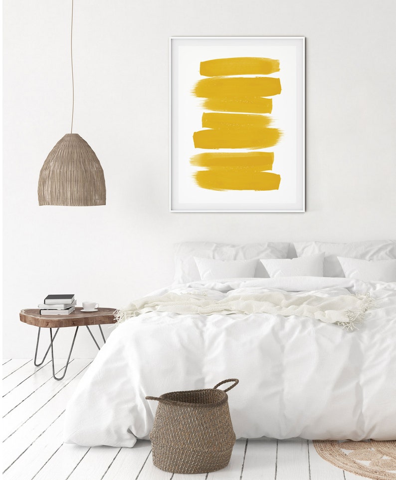 Brush Stroke Print Abstract Painting Yellow Extra Large - Etsy