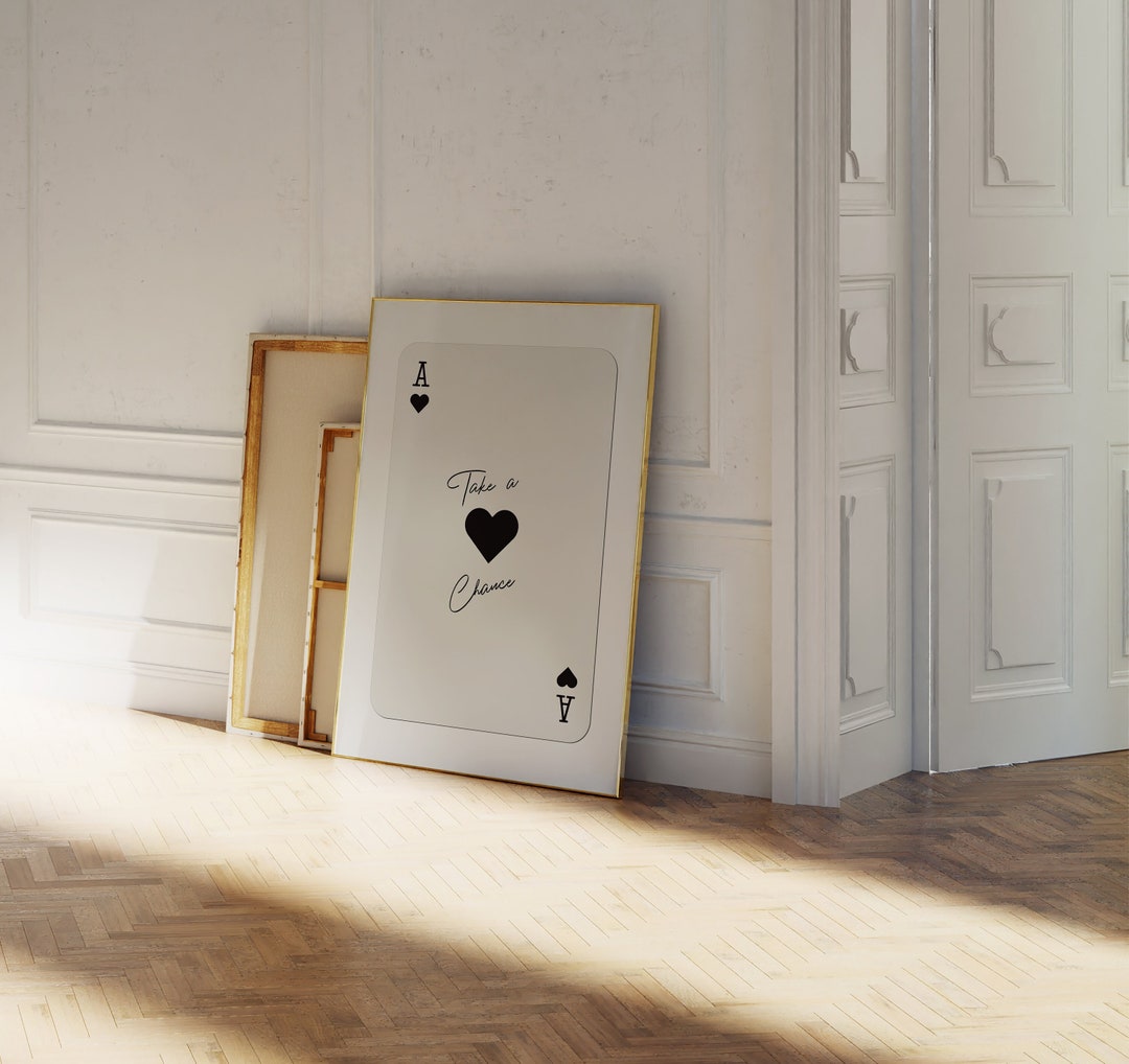 Playing Card Poster, Retro Wall Art, Ace of Hearts Print, 70s Style ...