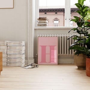 Pink Letter H Wall Art – Blush Initial Poster, Nursery or Kids Room ...