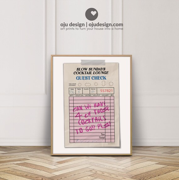 Guest Check Print Guest Check Poster Dorm Wall Art Modern - Etsy