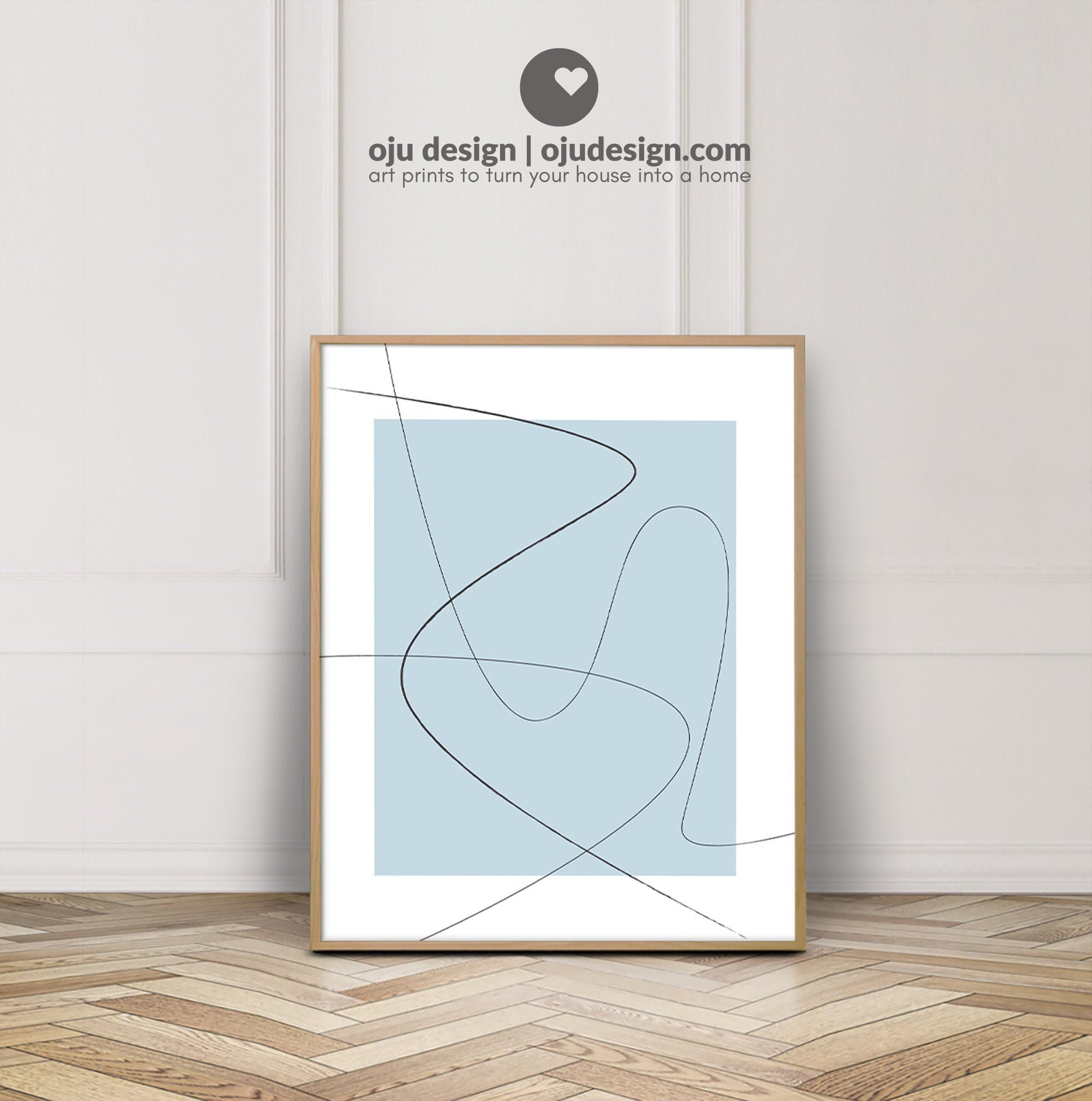 Abstract Lines Art Print Light Blue Picture Ink Line | Etsy