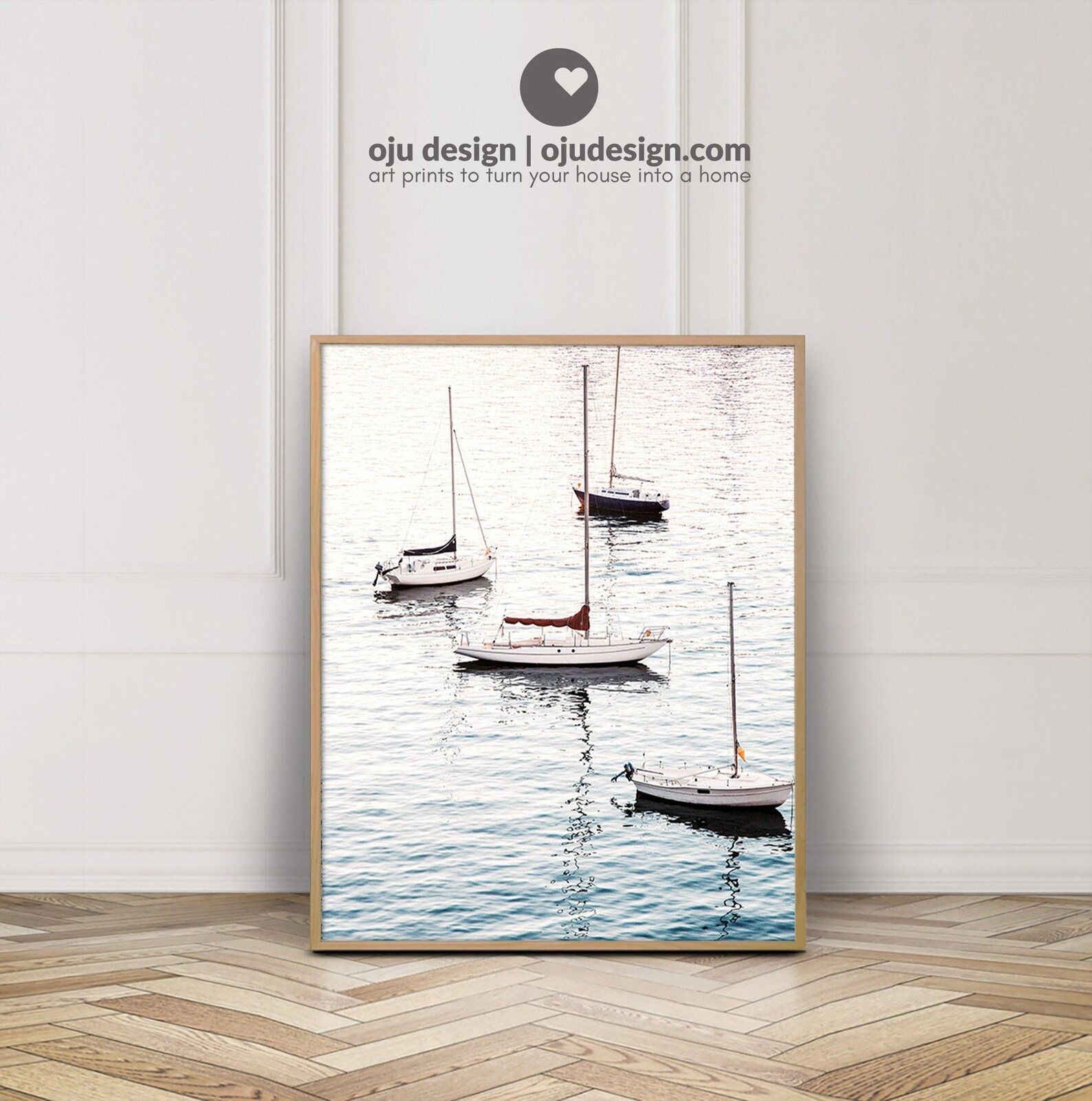 Sail Boat Print Poster Nautical Wall Art Aqua Wall Art | Etsy