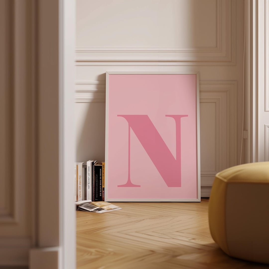 Preppy Wall Art, Letter N Poster, College Dorm Room Decor, Kids Room ...