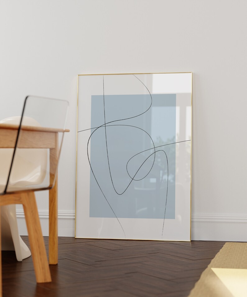 Continuous Line Art Simple Line Art Light Blue Prints - Etsy