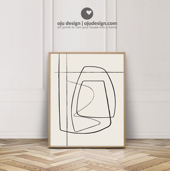 Lines Poster Abstract Line Drawing Poster Beige Apartment | Etsy