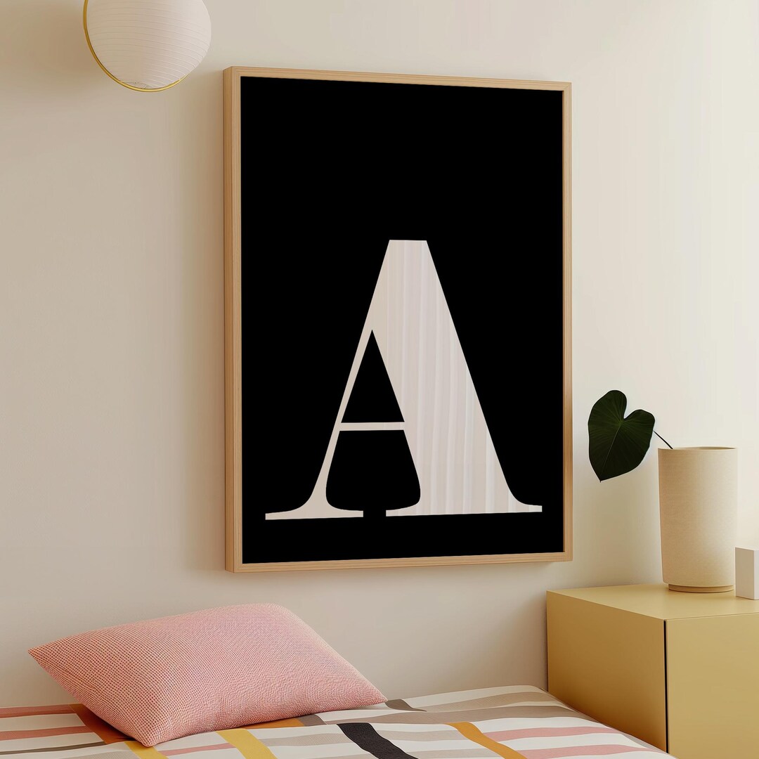Letter A Poster, College Dorm Decor, Alphabet Letter, Black and White ...