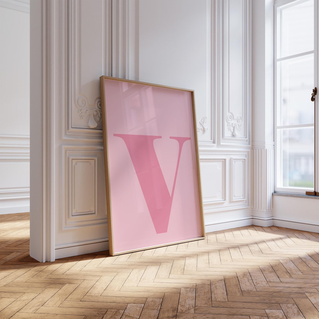 Pink Initial Wall Decor, Baby Girl Nursery Print, Letter V Poster ...