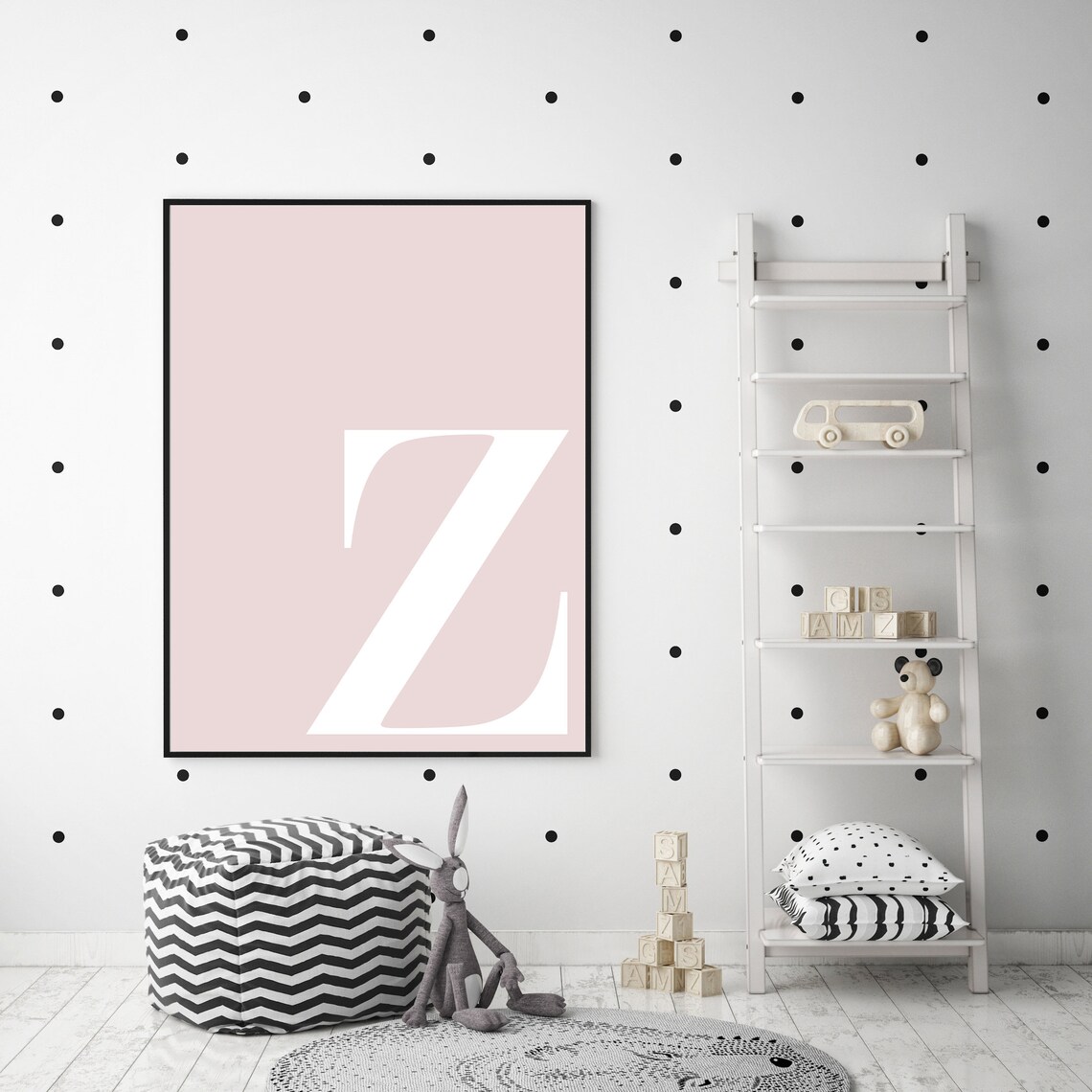 Blush Pink Wall Art Letter Z Poster Z Initial Decor - Etsy