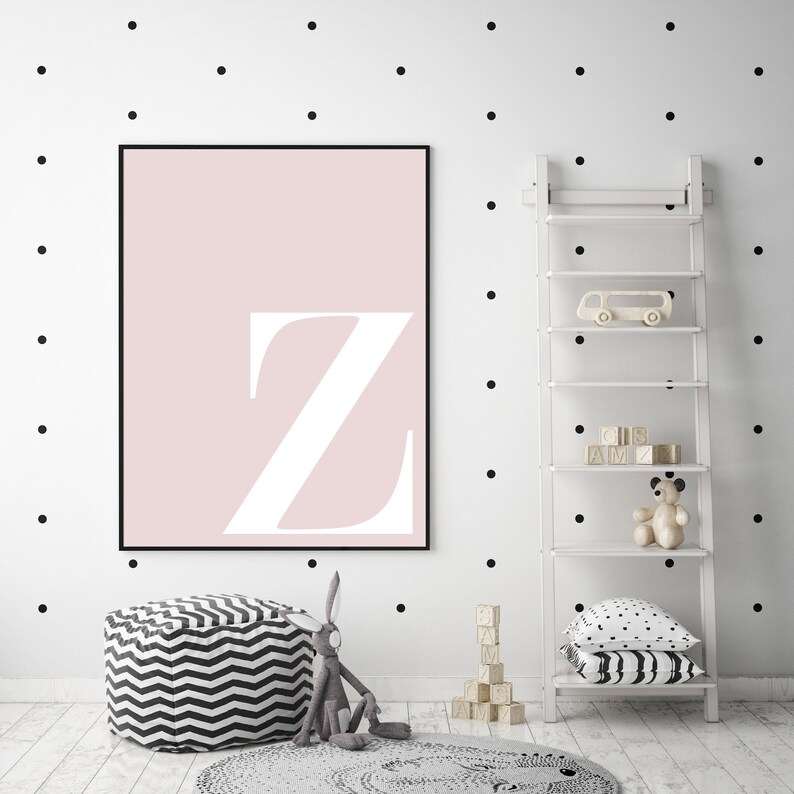 Blush Pink Wall Art Letter Z Poster Z Initial Decor - Etsy