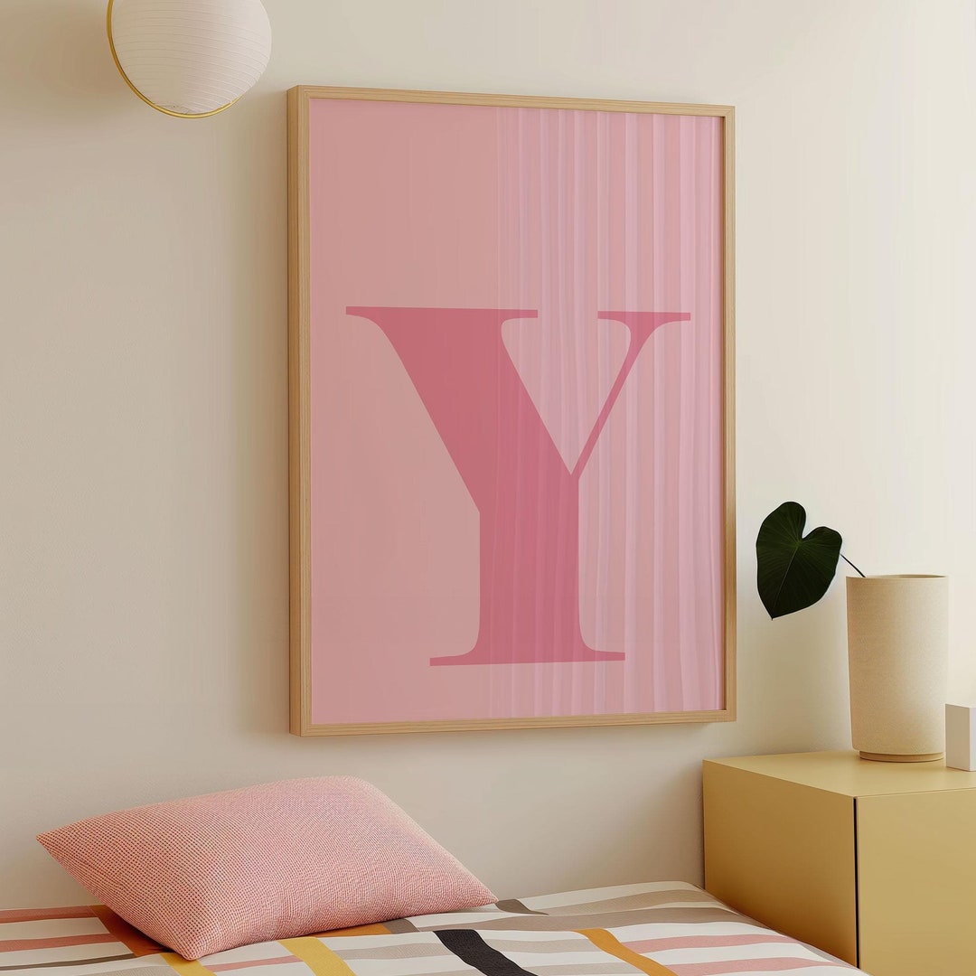Letter Y Poster, Preppy Room Decor, Y Initial Wall Art, Blush Pink Wall ...