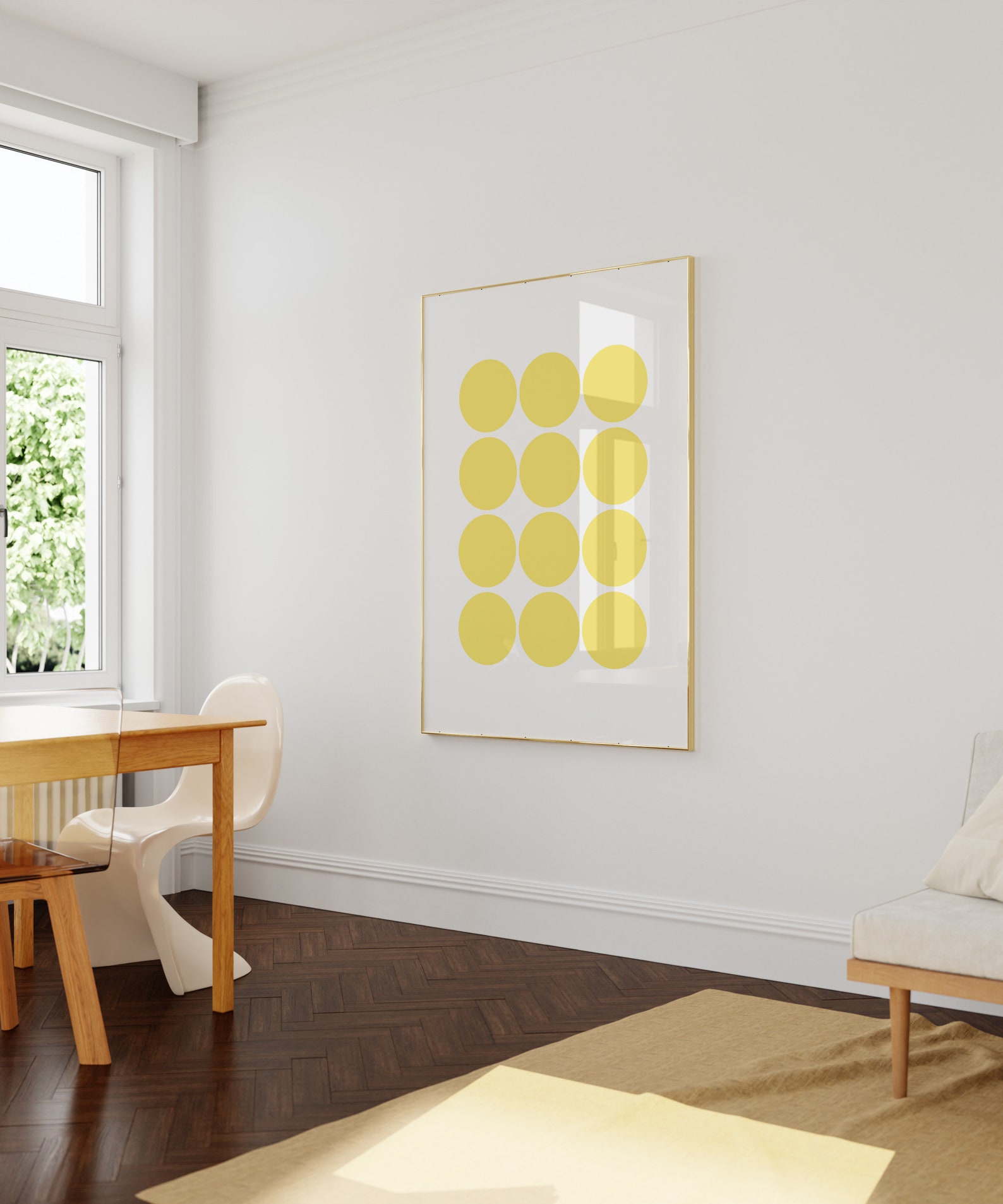 Yellow Circle Wall Art - Bright Yellow Decor - Geometric Poster Print ...