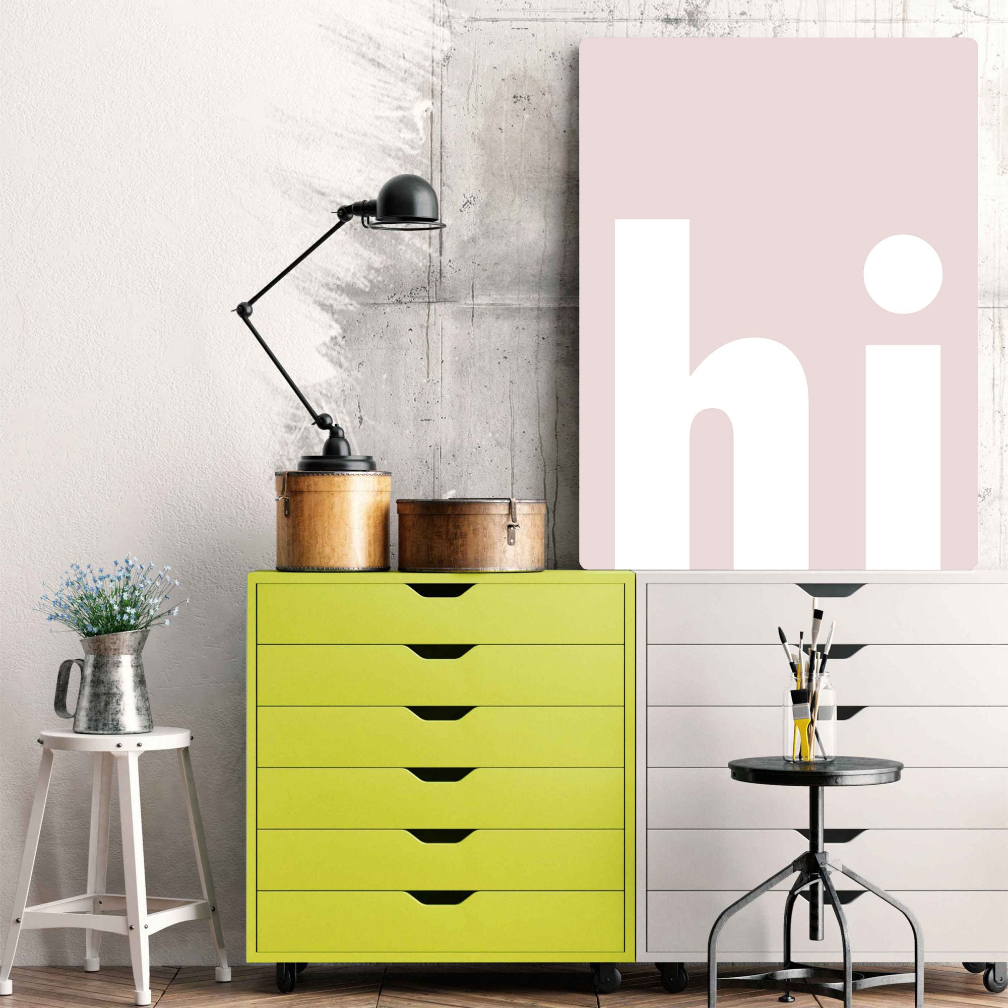 Pastel Pink Wall Art Light Pink Hi Sign Big Prints for | Etsy