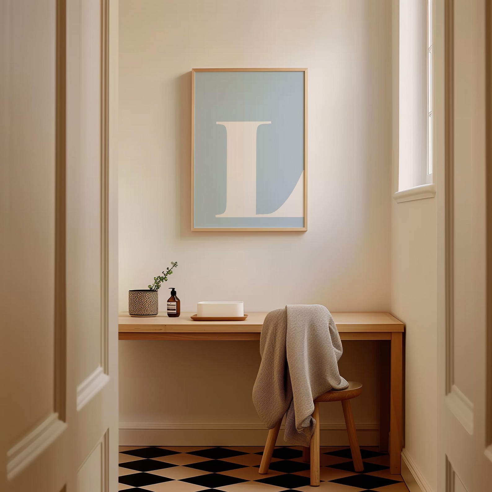 Letter L Print - Single Letters Poster - Light Blue Wall Art - L Poster ...