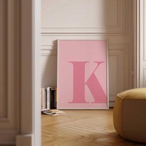 Letter K Poster, Preppy Room Decor, K Initial Wall Art, Cute Apartment ...