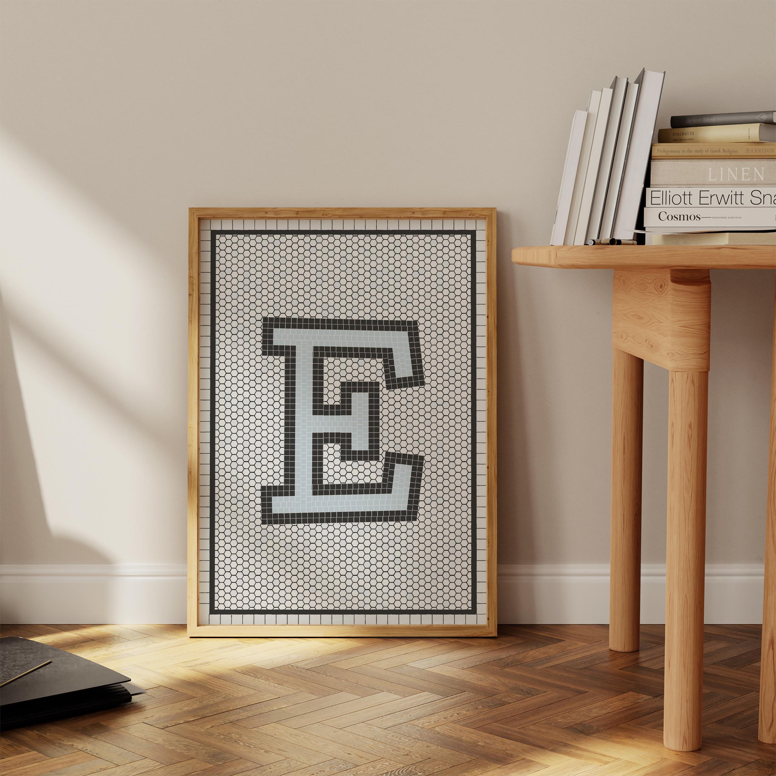 Letter E Mosaic Tile Print, Custom Initial Wall Art (digital Download ...